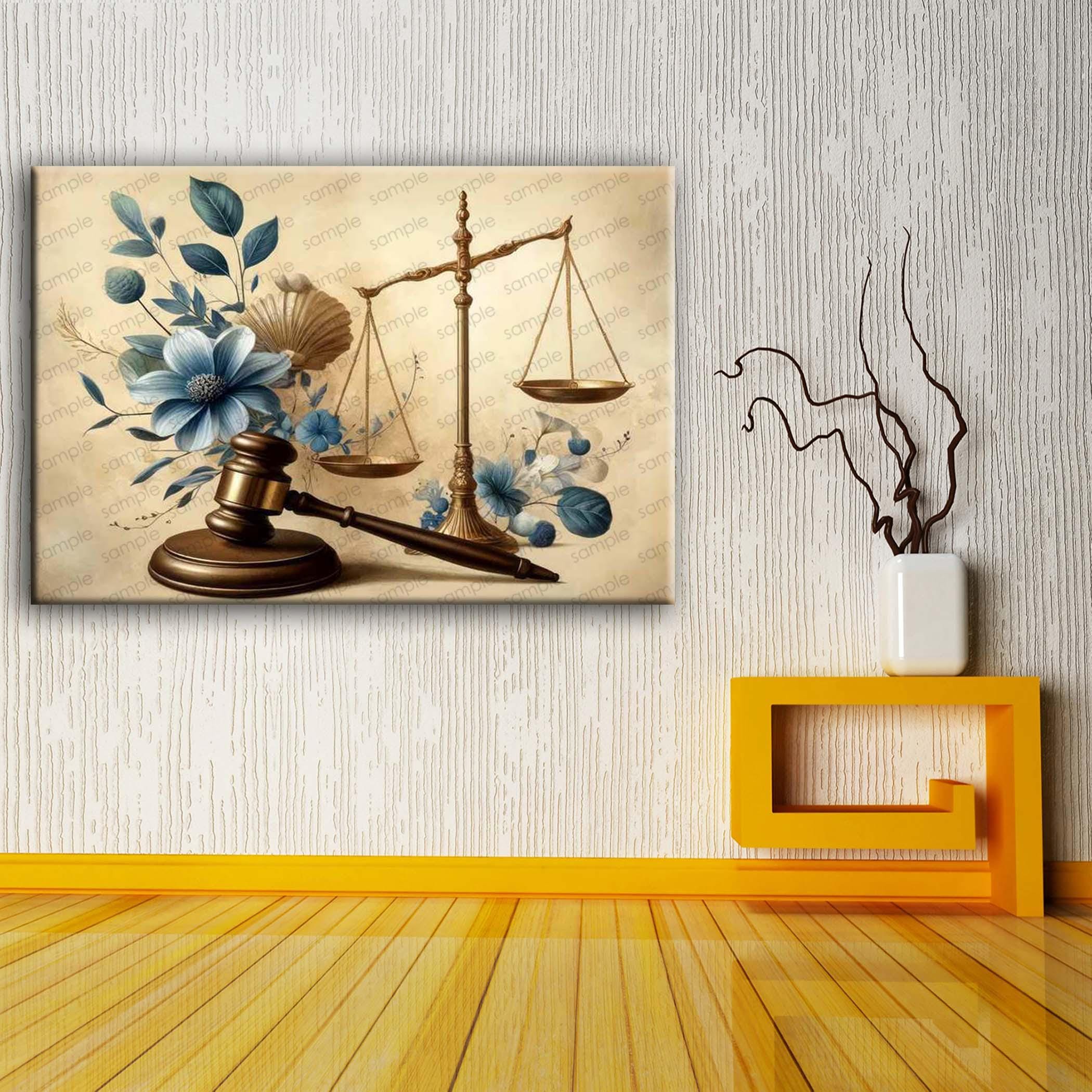 Balance and Fairness in Law: A Canvas Art Featuring the Scales of ...