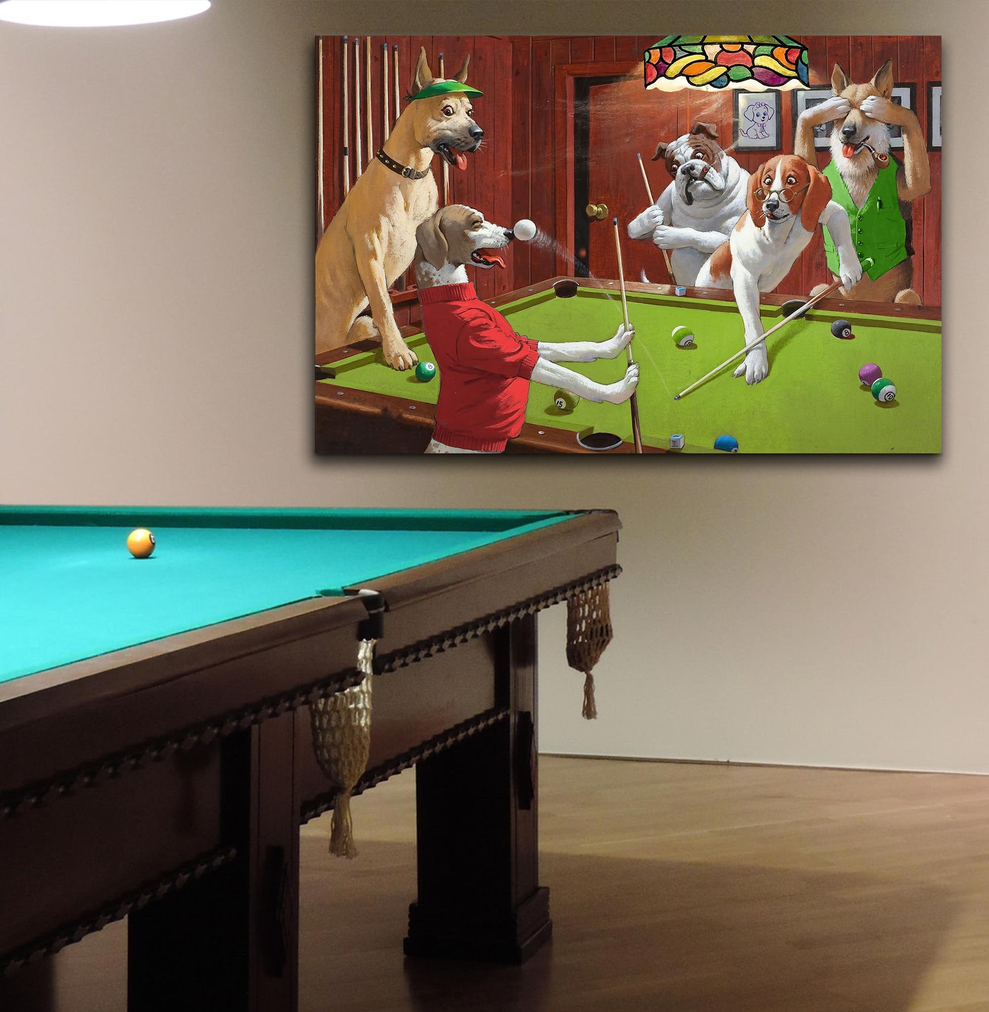 Dogs Playing Pool, Funny Dogs, Billiard Dogs, Billiard Playing Smoking ...