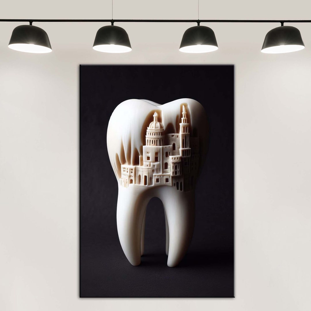 Abstract Ancient Building Molar Tooth Detailed Dentist Canvas WALL Art ...