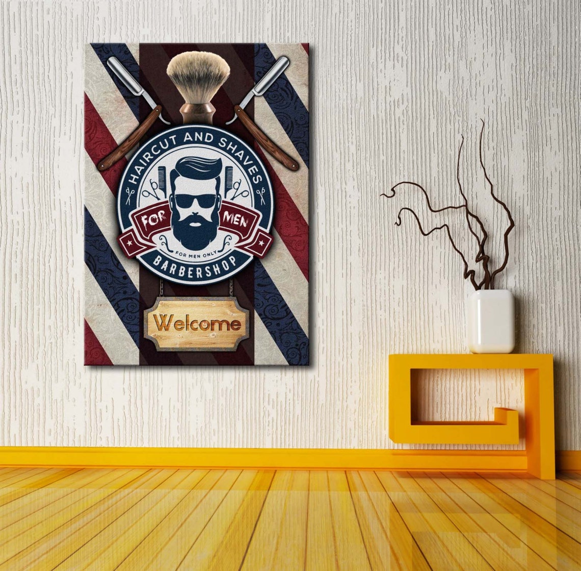 Retro Barber, Barbershop Decoration, Barbershop Canvas Wall Art ...