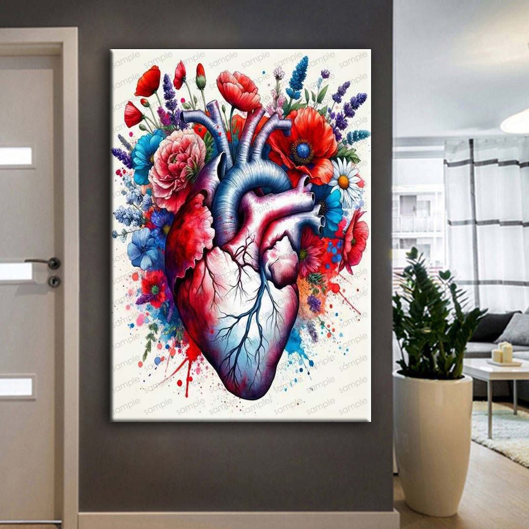 Special Design Human Hearth With Flower Hospital Decor Canvas Wall Art ...