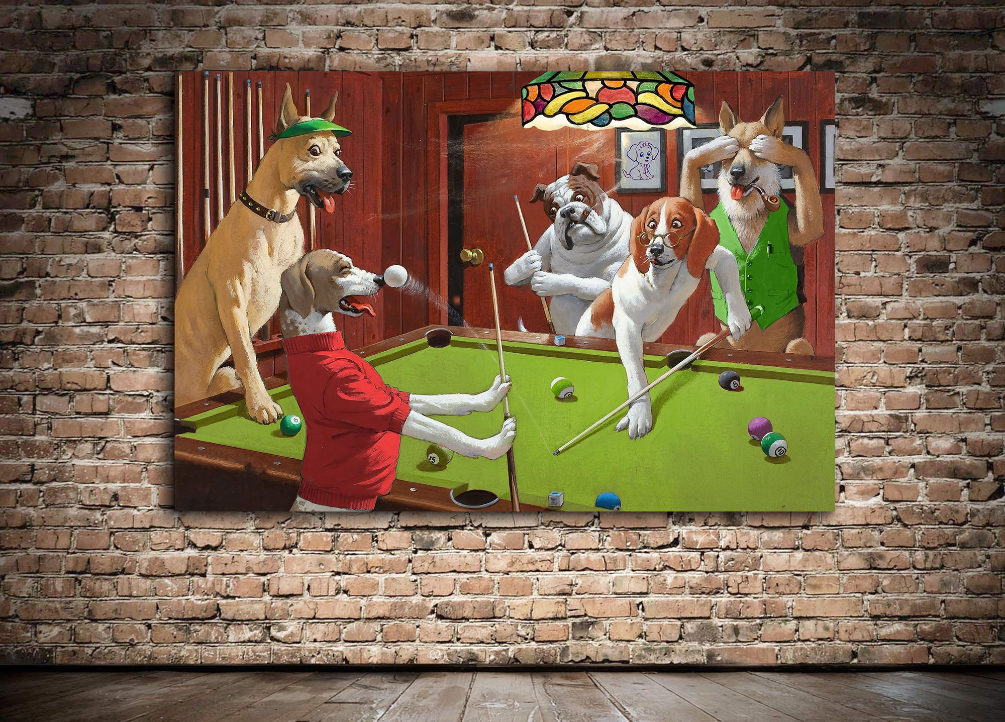 Dogs Playing Pool, Funny Dogs, Billiard Dogs, Billiard Playing Smoking ...