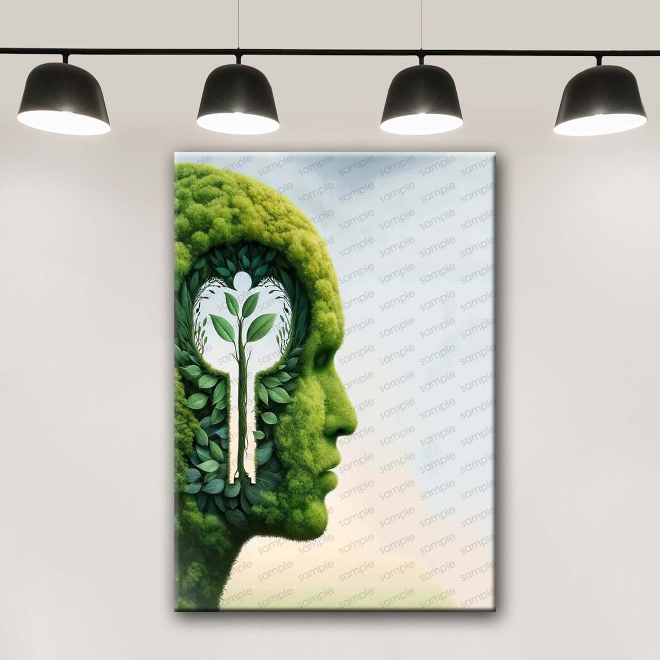 Psychology Symbol Inside Human Head Canvas Wall Art, Abstract Canvas ...