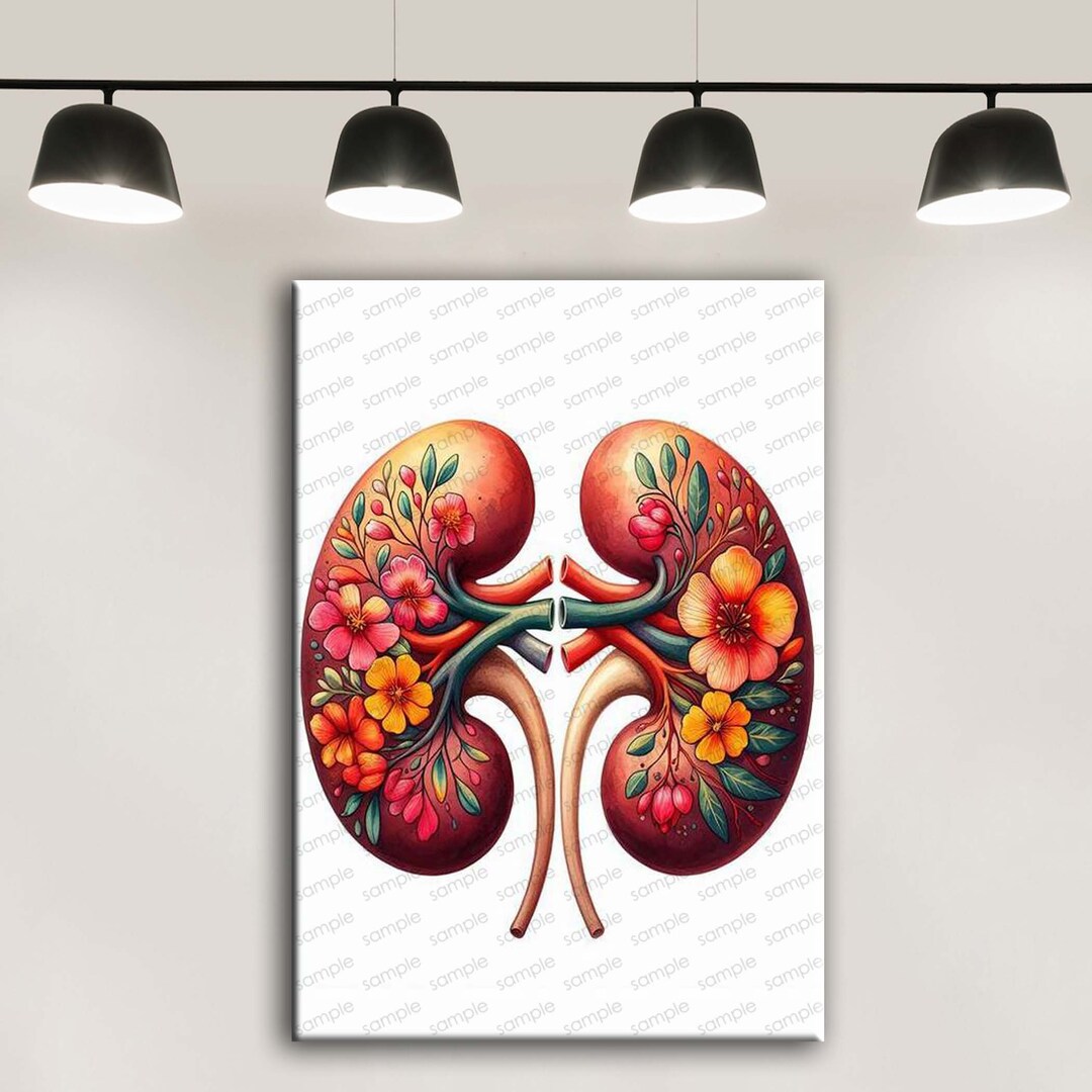 Kidney Flower Design Doctor and Hospital Decor Canvas Wall Art, Doctor ...