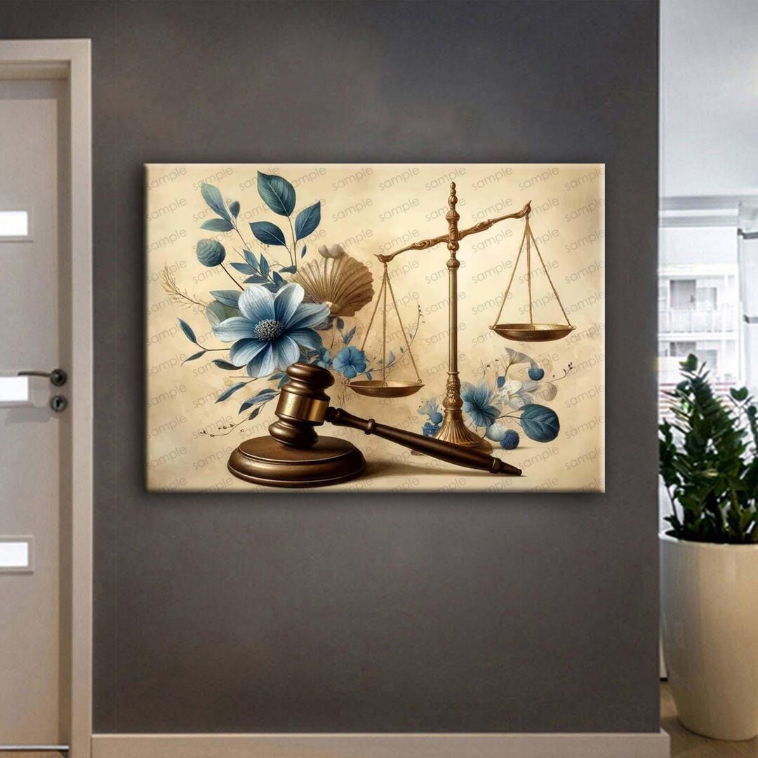 Balance and Fairness in Law: A Canvas Art Featuring the Scales of ...