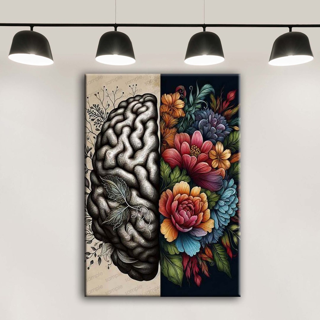 One Side Brain One Side Flower Doctor and Hospital Decor Canvas Wall ...