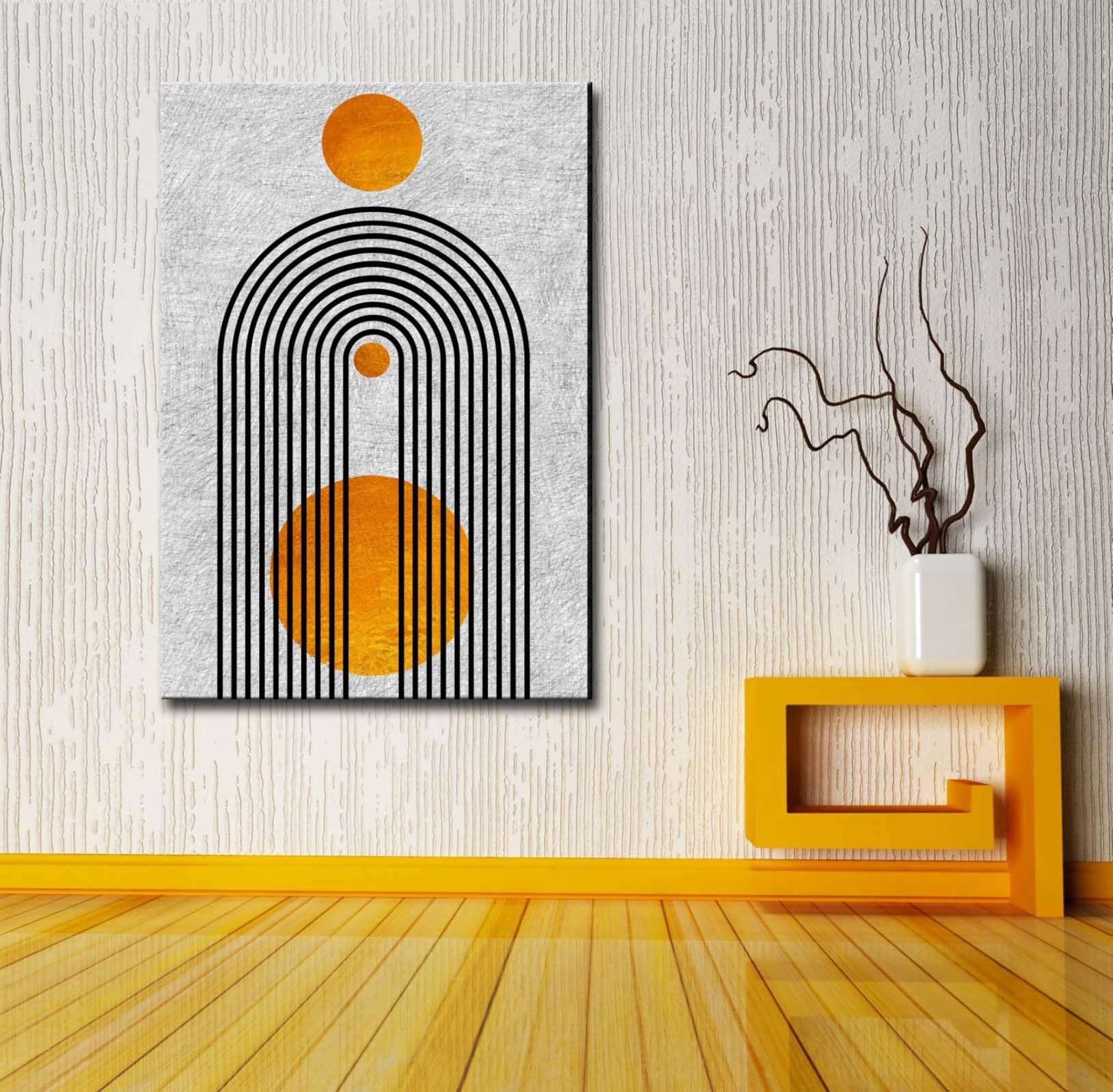 Art mural en toile de forme circulaire géométrique moderne symétrique ...