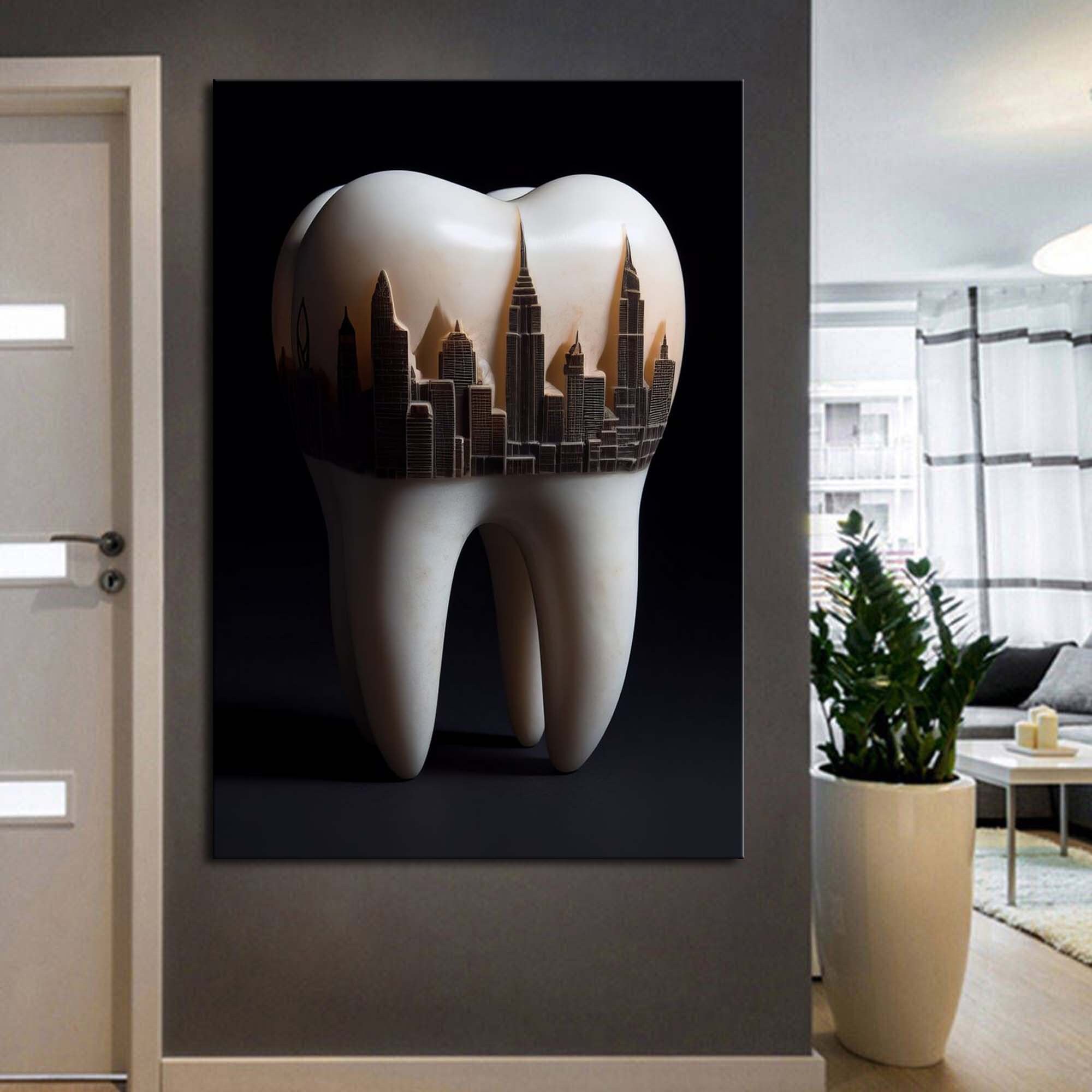 Embossed City Detailed Tooth Dentist Canvas WALL Art, Dental Clinic ...