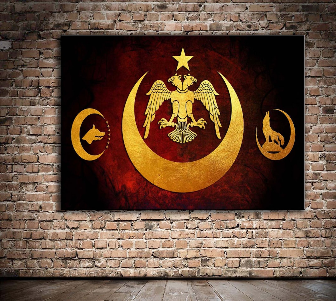 Seljuks Eagle, Selcuklu Kartali, Gray Wolf Turks Wall Art, Turkish ...