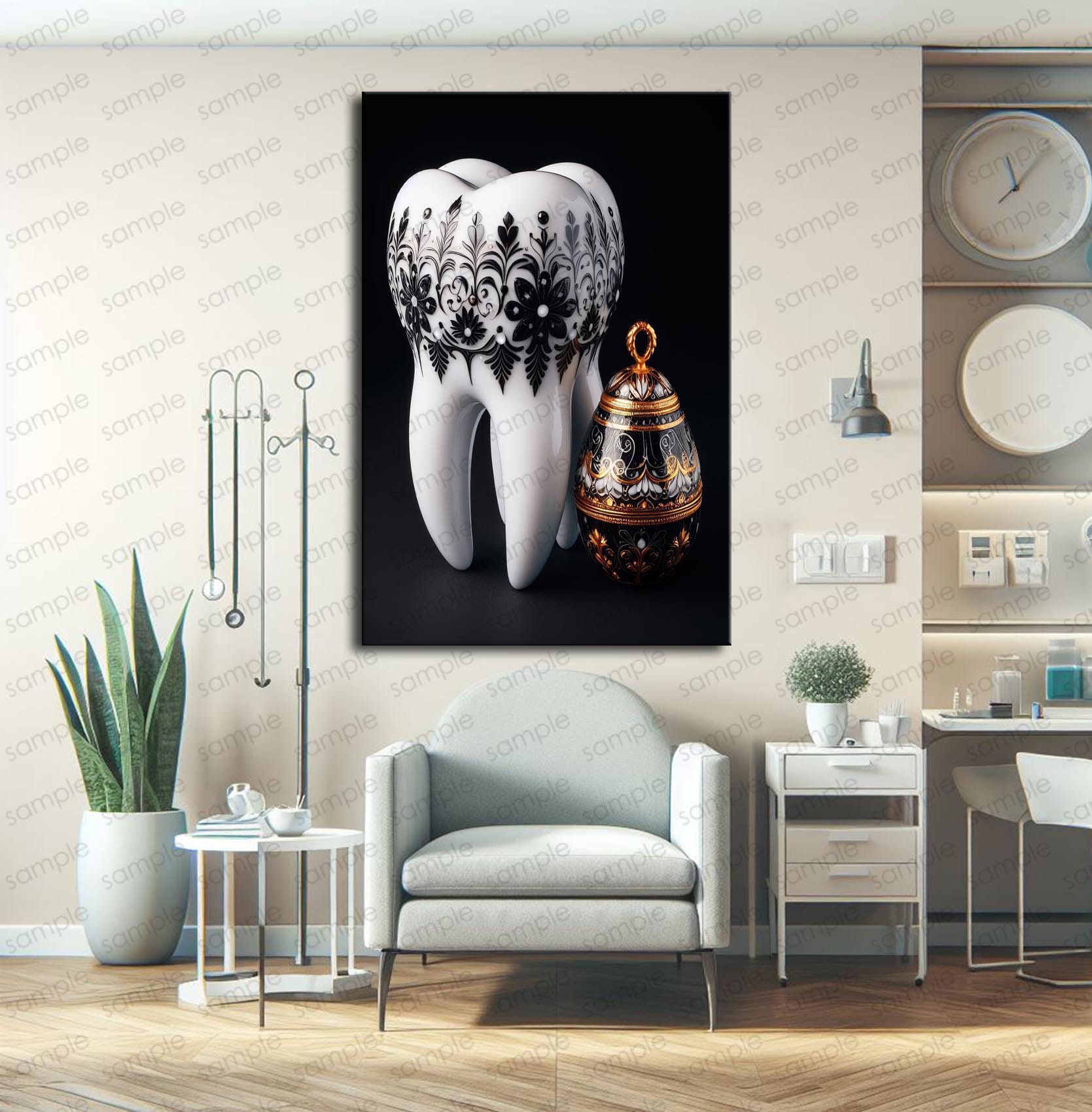 Clack Tile Design Decorative Molar Tooth Abstract Dental Canvas Wall ...