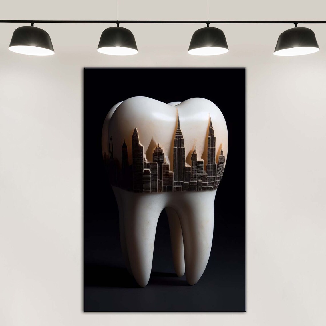 Embossed City Detailed Tooth Dentist Canvas WALL Art, Dental Clinic ...