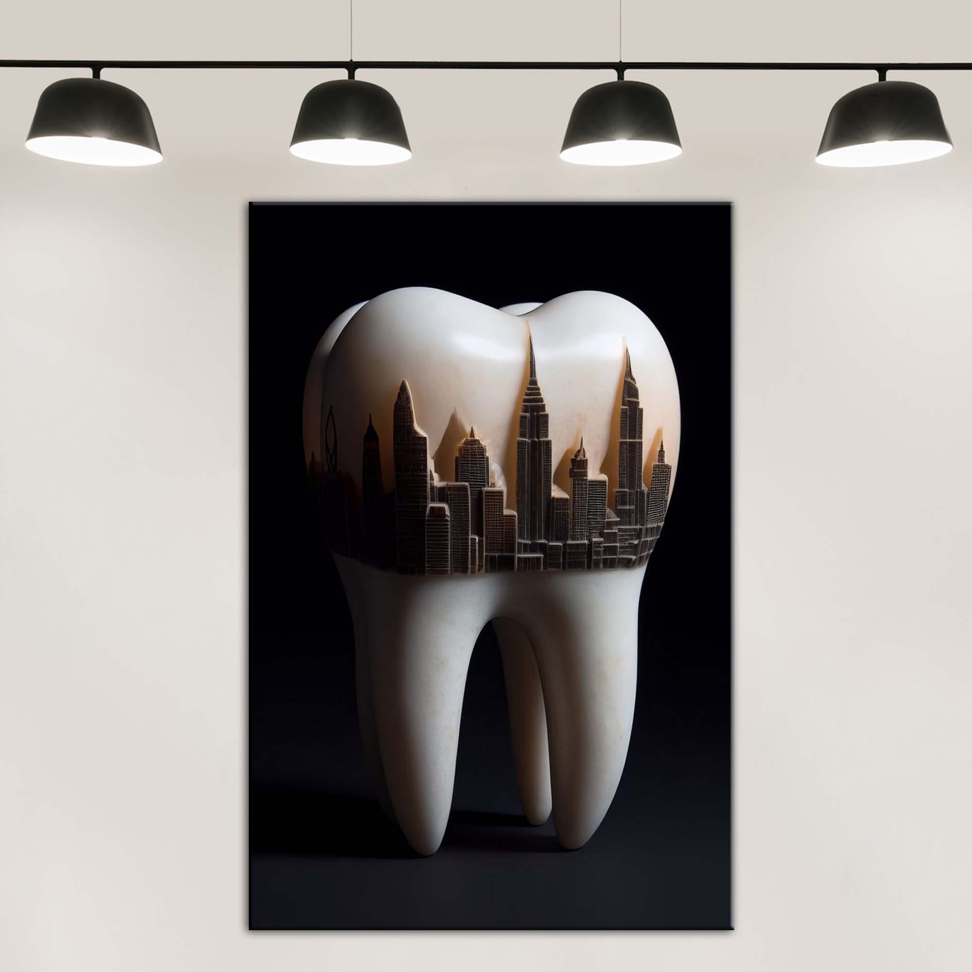 Embossed City Detailed Tooth Dentist Canvas WALL Art, Dental Clinic ...