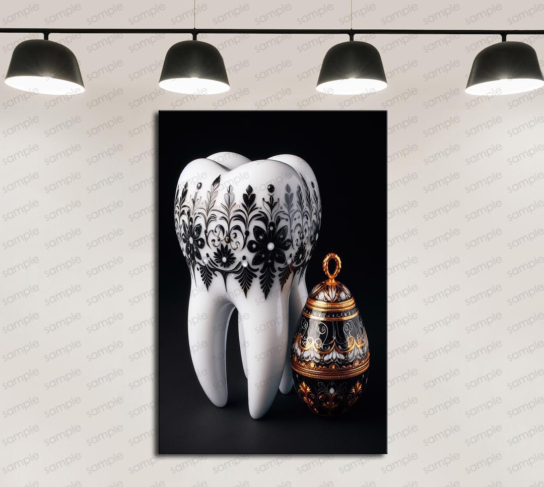 Clack Tile Design Decorative Molar Tooth Abstract Dental Canvas Wall ...