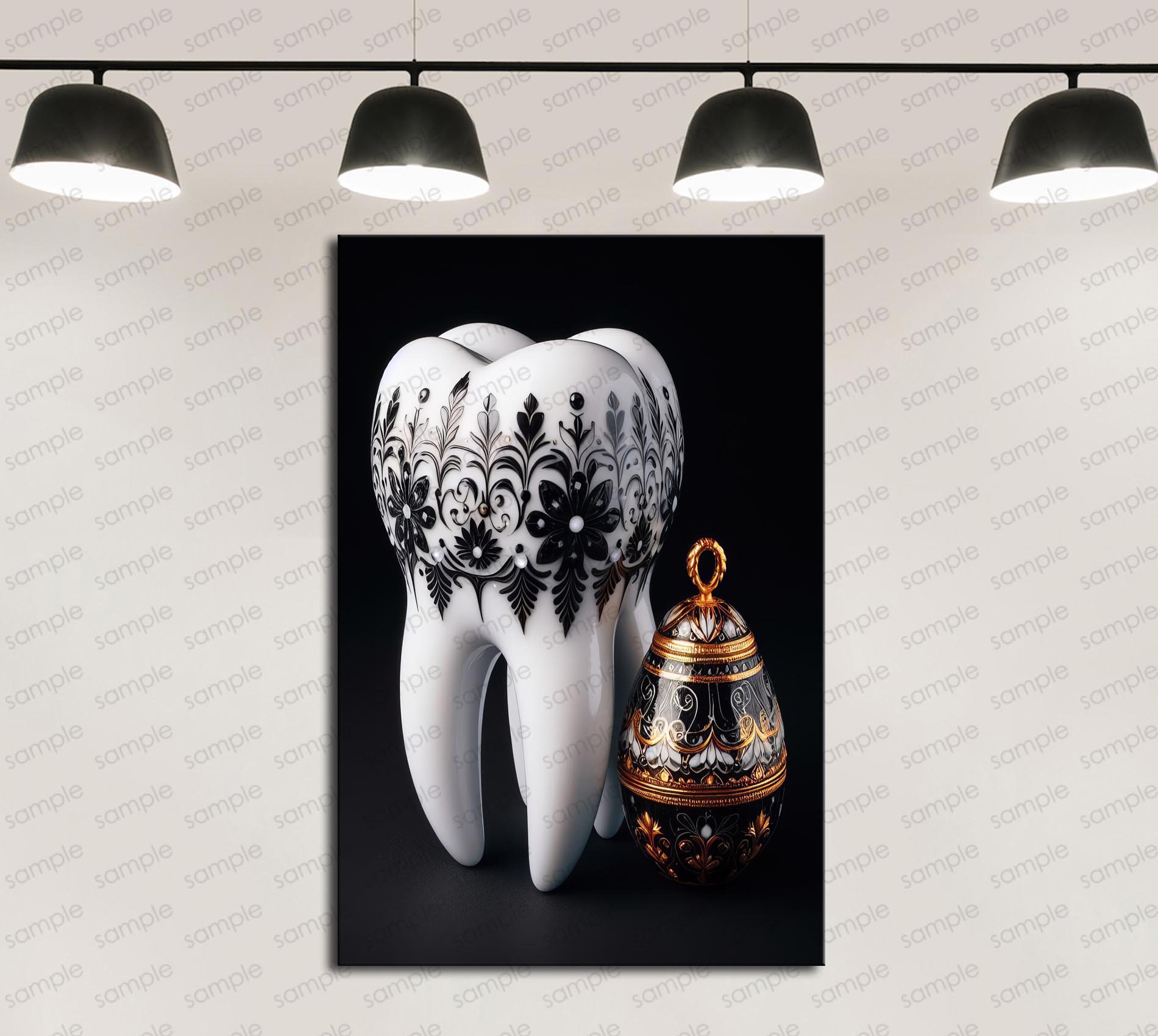 Clack Tile Design Decorative Molar Tooth Abstract Dental Canvas Wall ...