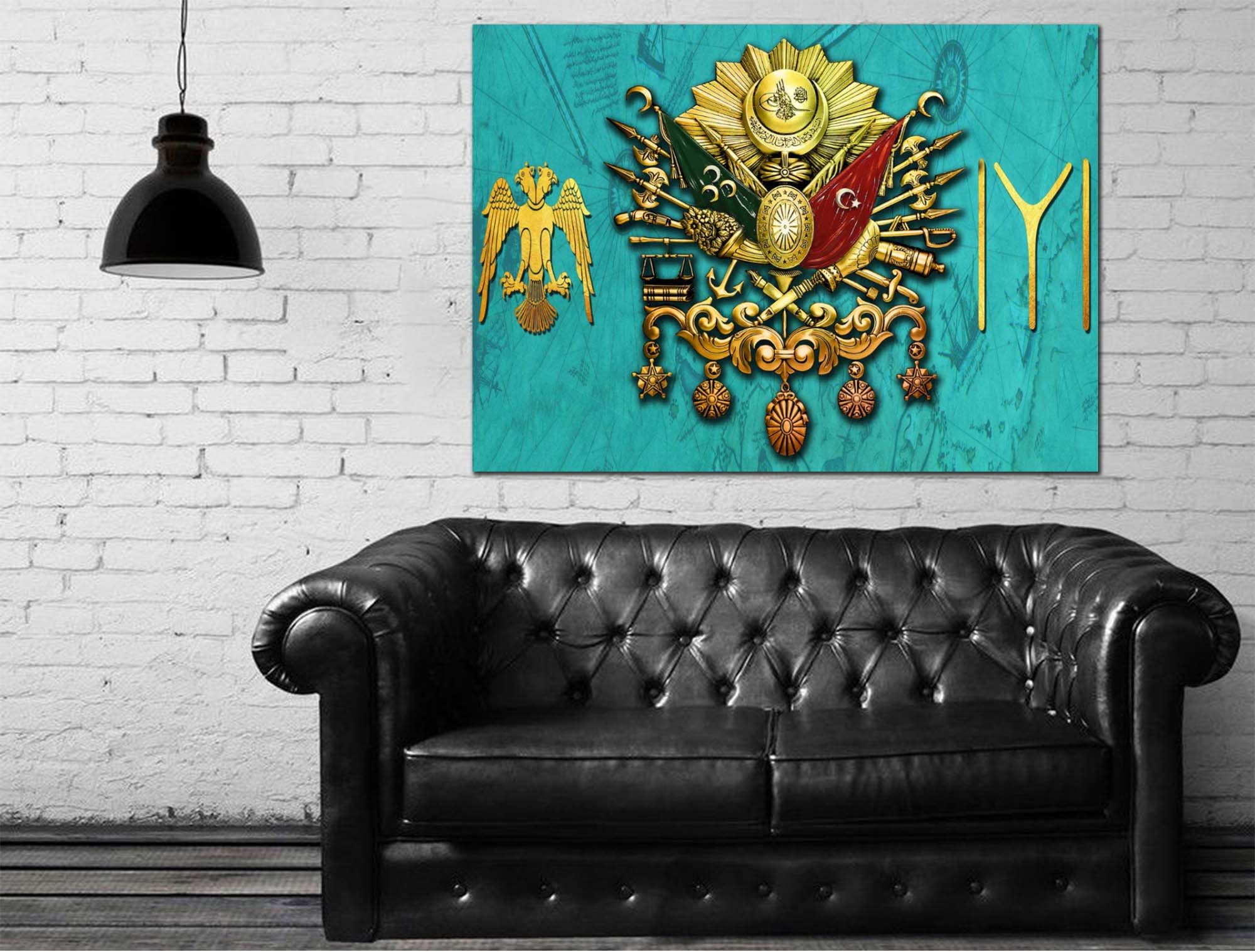 Ottoman Coat of Arms Wall Art, Turks Seljuks Wall Art , Anthracite ...