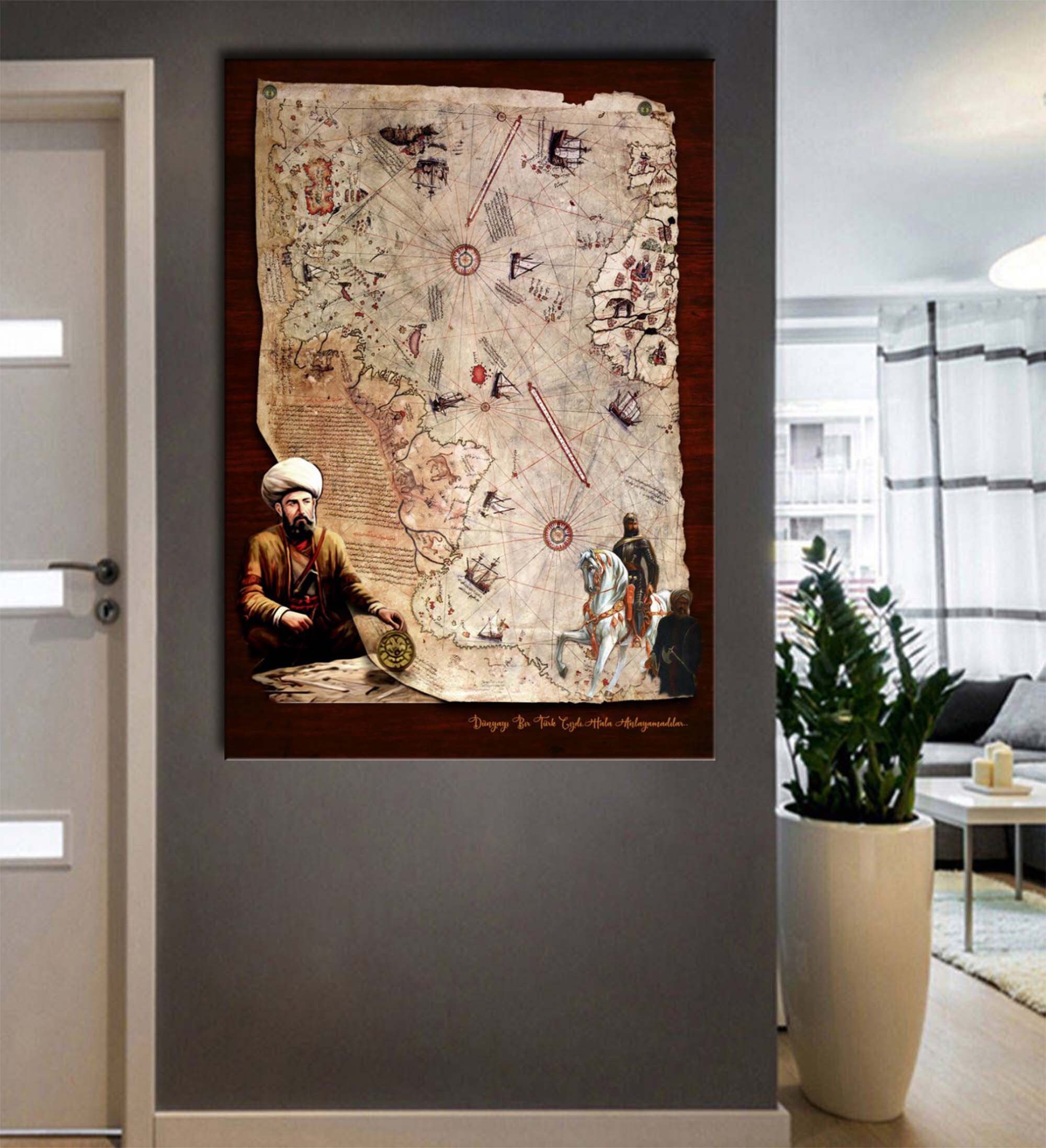First Map Art,piri Reis Picture Detailed Piri Reis Map Canvas Wall Art ...