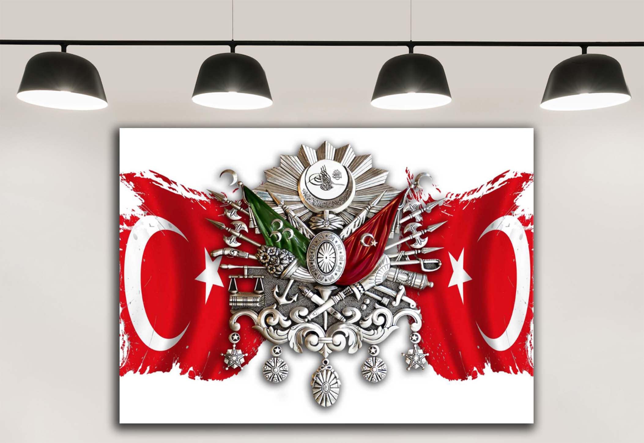 Turkish Ottoman Coat of Arms Wall Art Turkish Flag Ottomans - Etsy