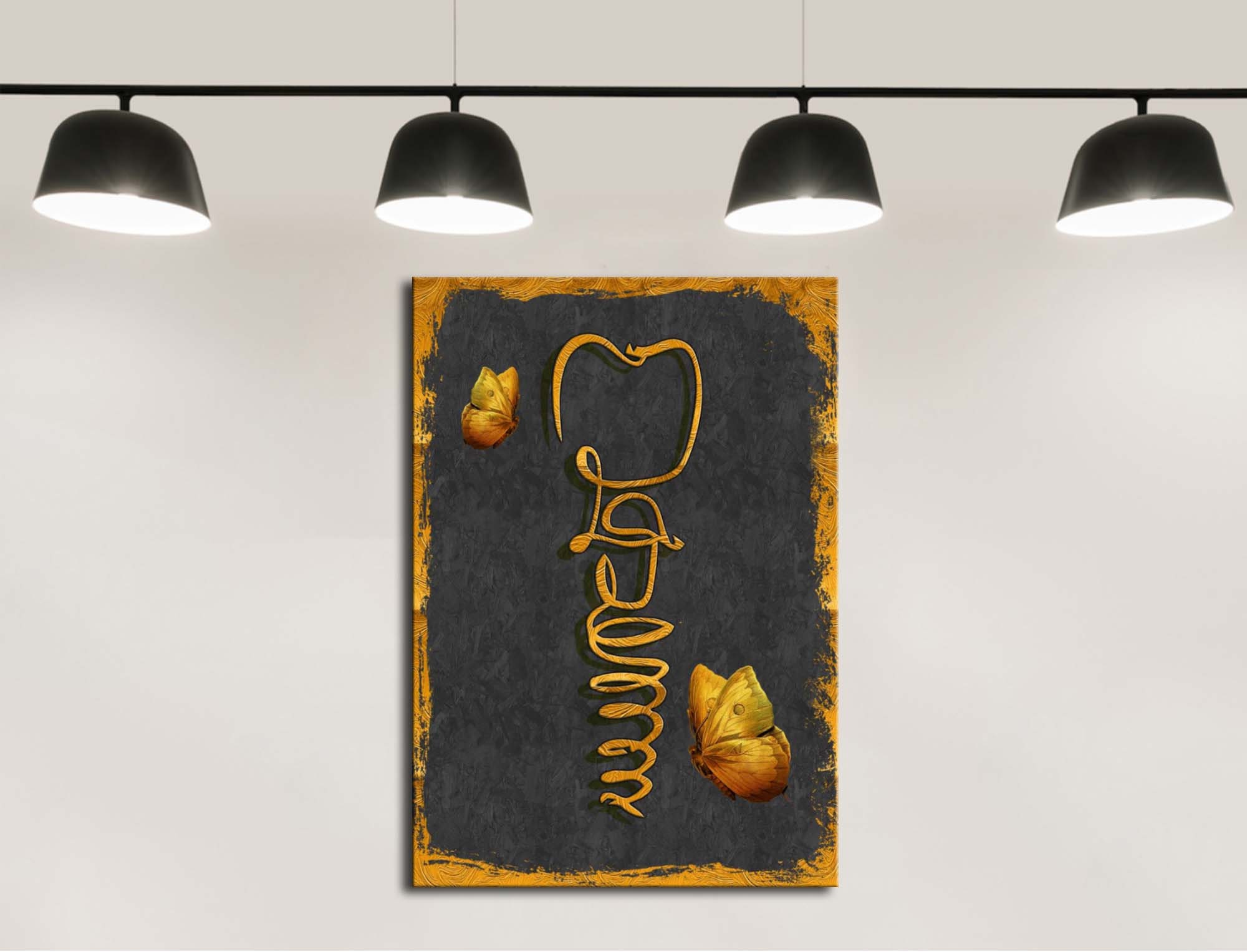 Butterfly Implant Tooth Canvas Wall Art, Tooth Calligraphy Canvas Wall ...