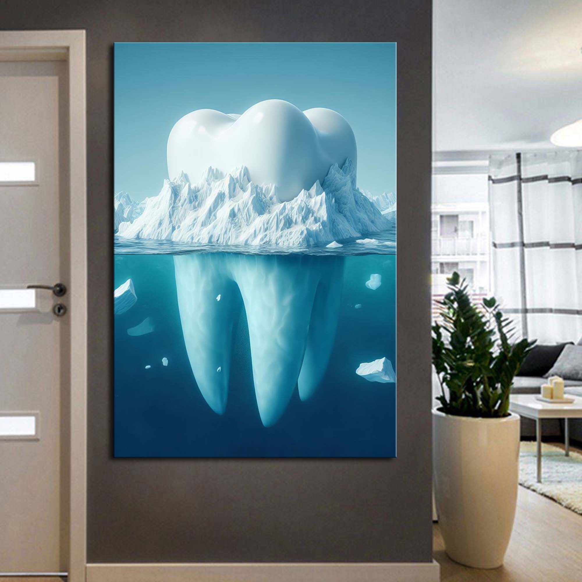 Tooth in Ice Water Canvas Art, Iceberg Abstract Tooth Dentist Art ...