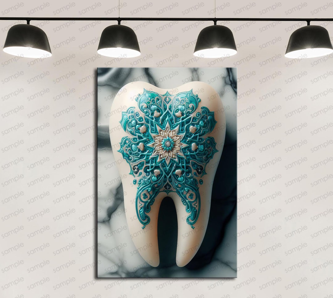 Turkish Blue Symetrical Tile Design Molar Tooth Dentist Wall Art ...