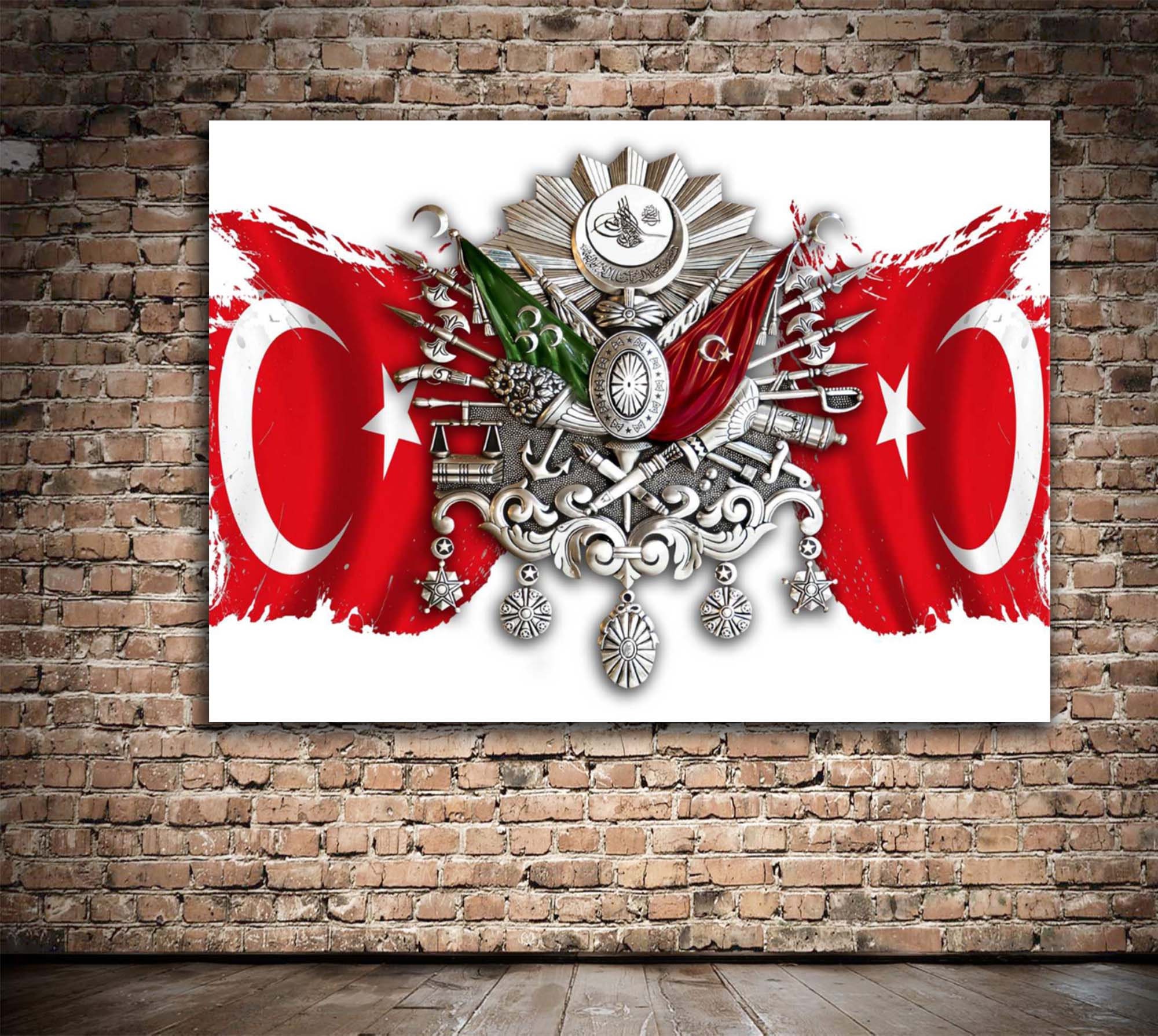 Turkish Ottoman Coat of Arms Wall Art Turkish Flag Ottomans - Etsy