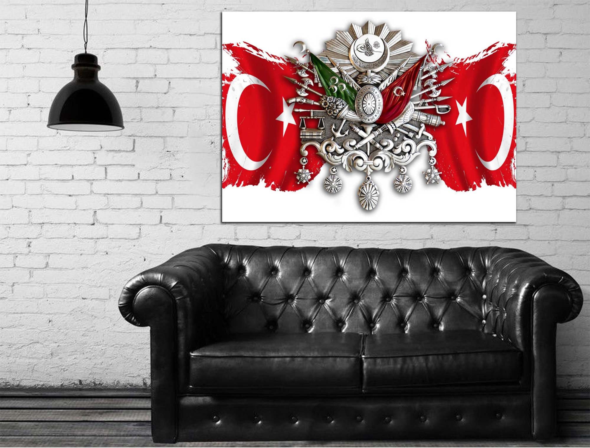 Turkish Ottoman Coat of Arms Wall Art Turkish Flag Ottomans - Etsy