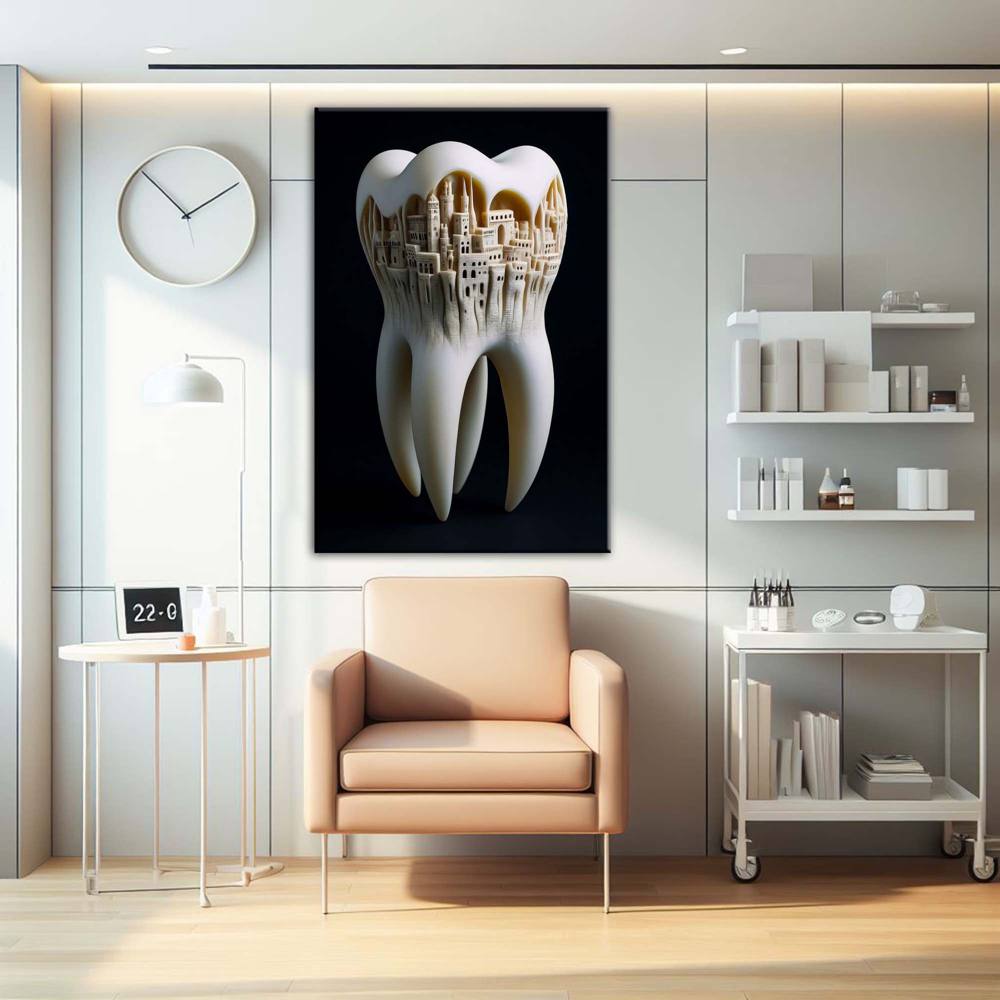 Abstract Molar Tooth City Detailed Dentist Canvas WALL Art, Dental ...