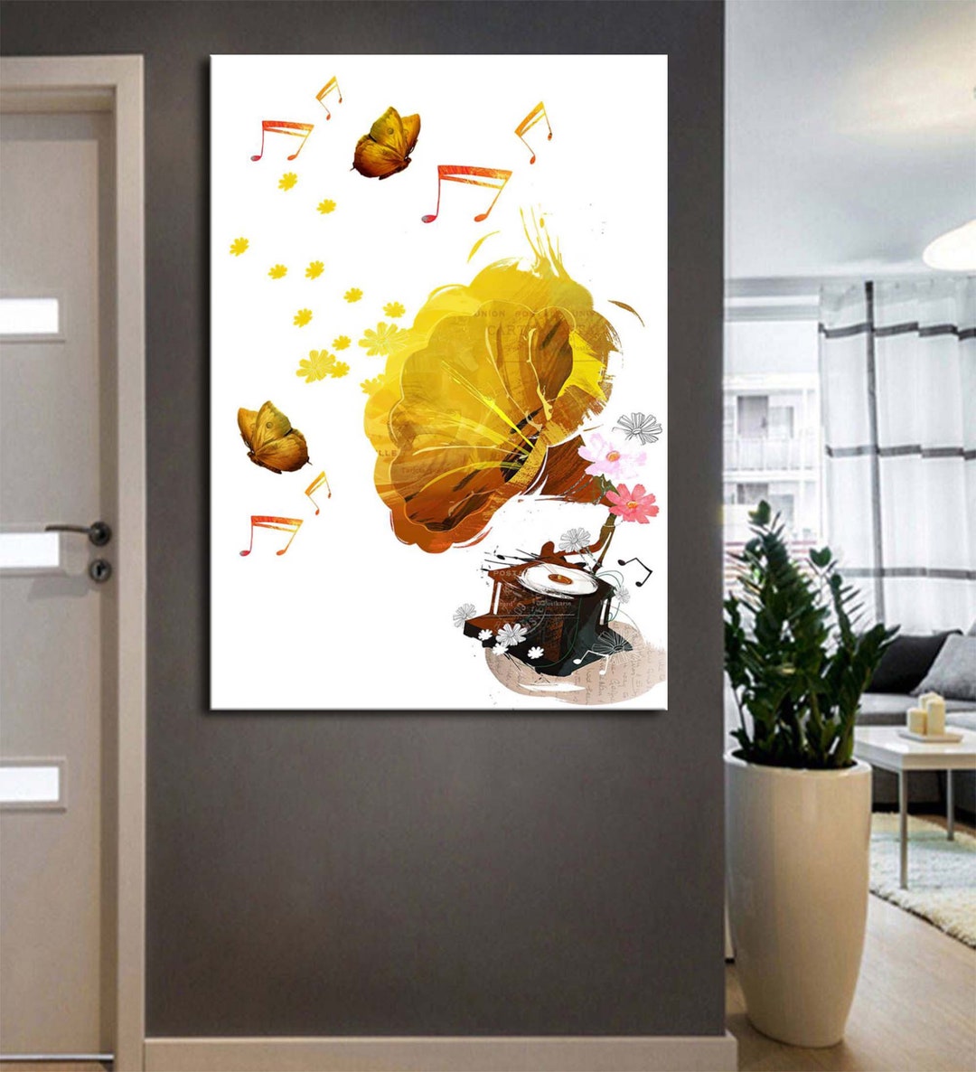 Abstarct Gramophone Canvas Wall Art,classical, Abstract Music Canvas ...