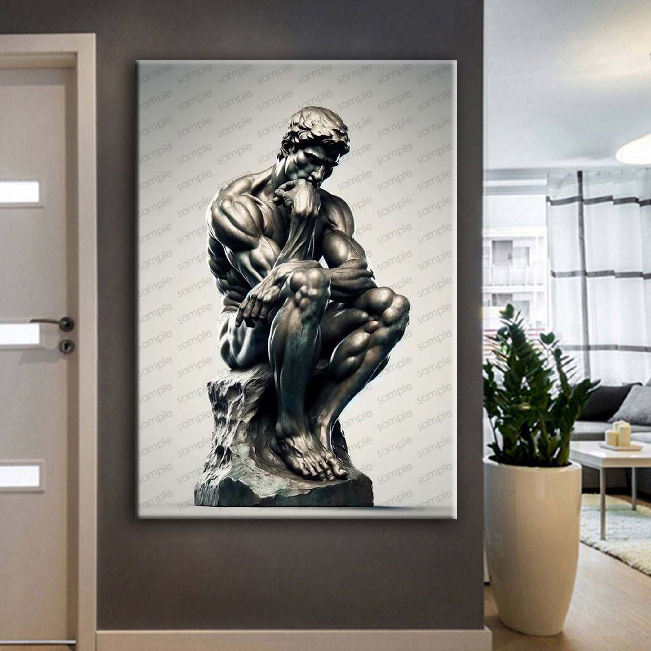 Thinking Man Statue Abstract Psychology Human Canvas Wall Art,therapist ...