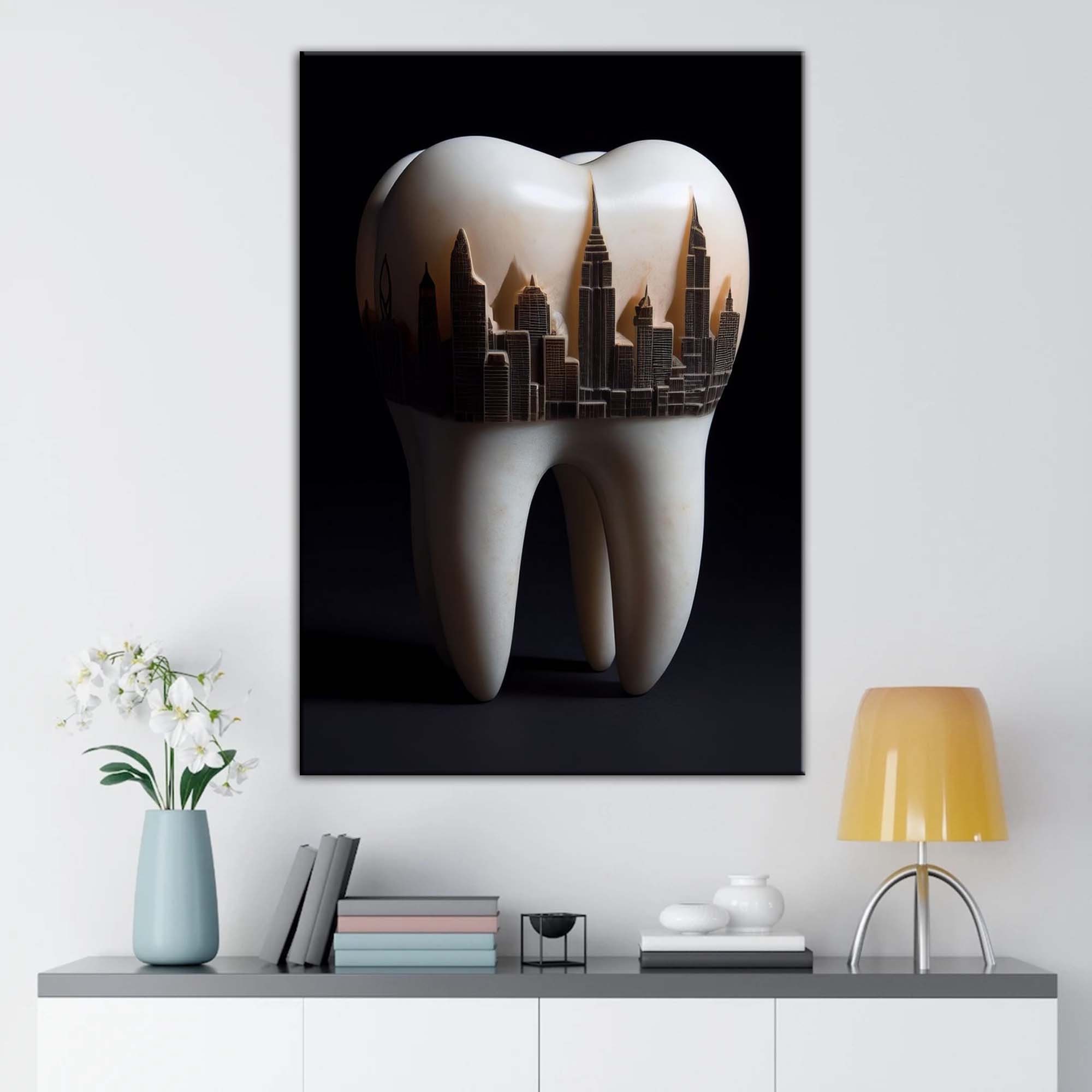 Embossed City Detailed Tooth Dentist Canvas WALL Art, Dental Clinic ...