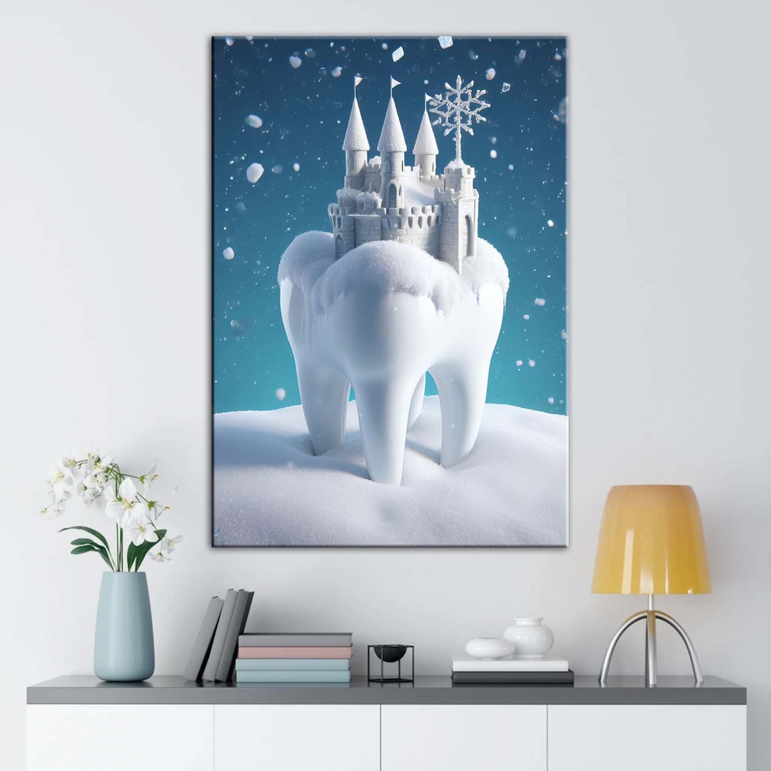 Castle on Tooth Special Design Canvas Art, Childish Abstract Tooth ...