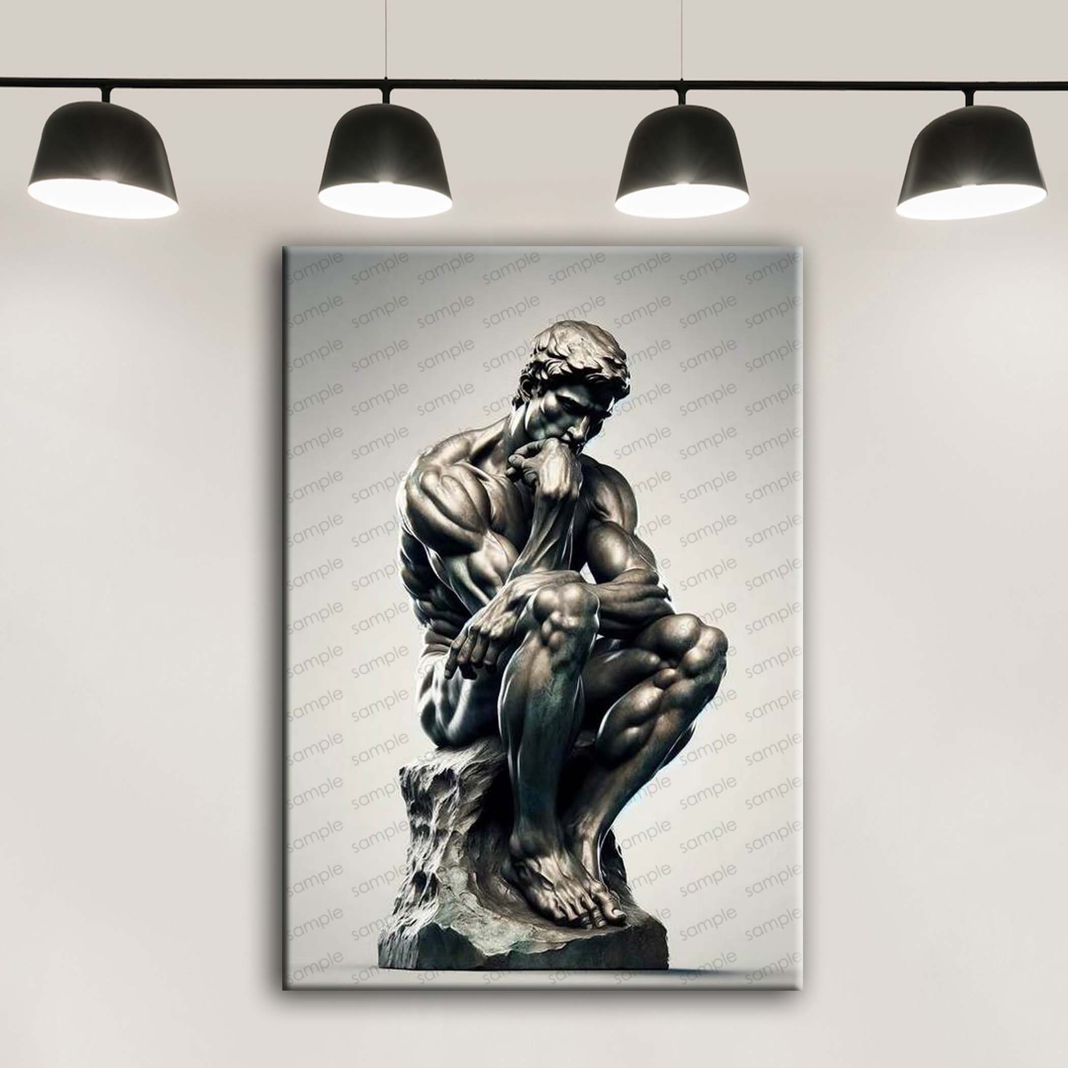 Thinking Man Statue Abstract Psychology Human Canvas Wall Art,therapist ...