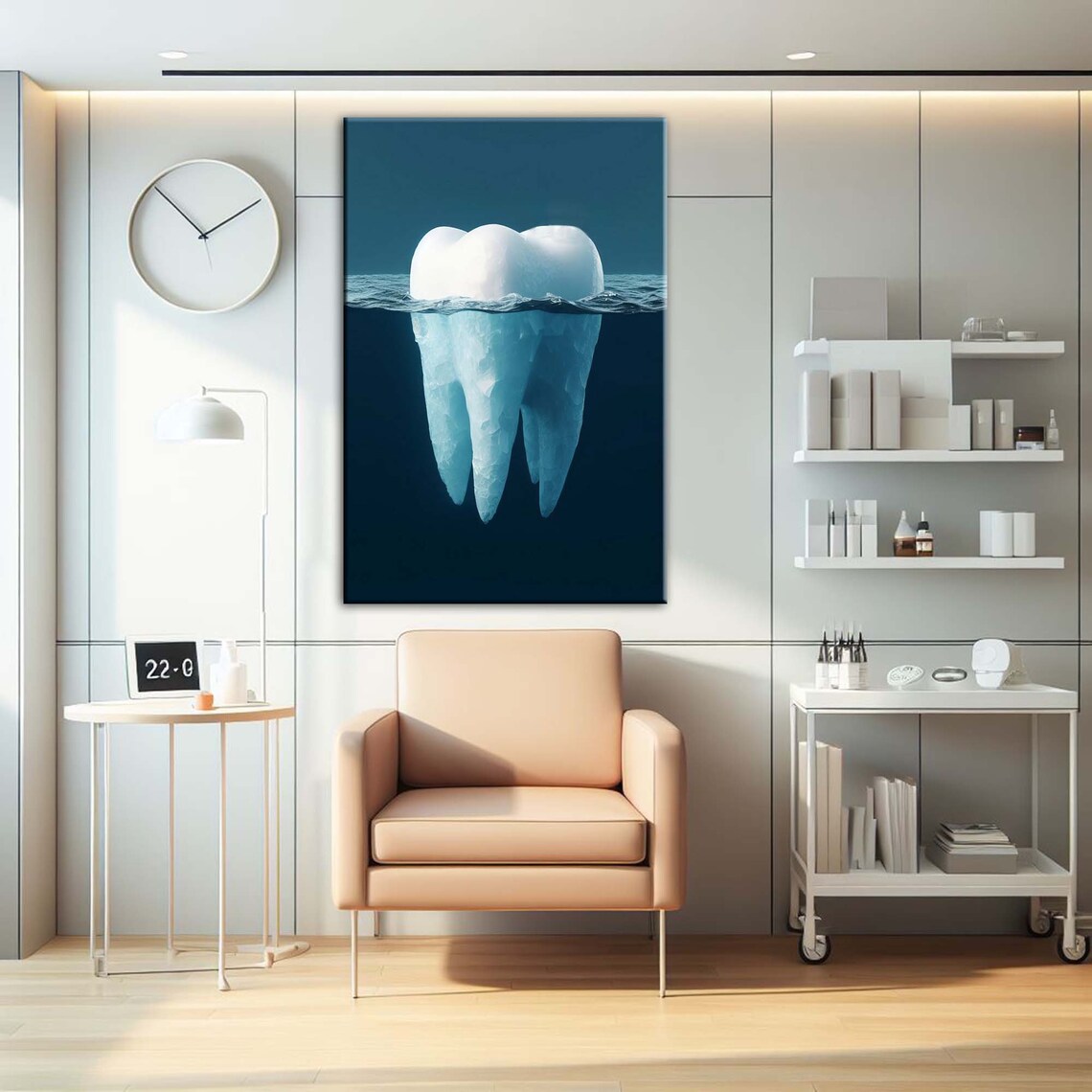 Tooth in Water Canvas Art, ICEBERG Tooth Abstract Dentist Art, Tooth ...