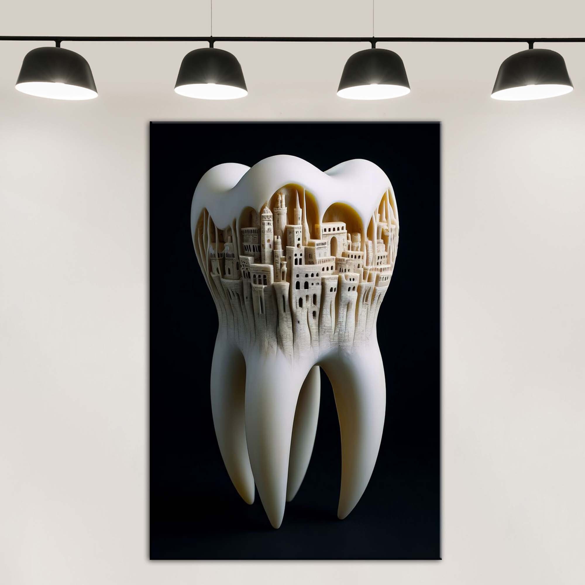 Abstract Molar Tooth City Detailed Dentist Canvas WALL Art, Dental ...