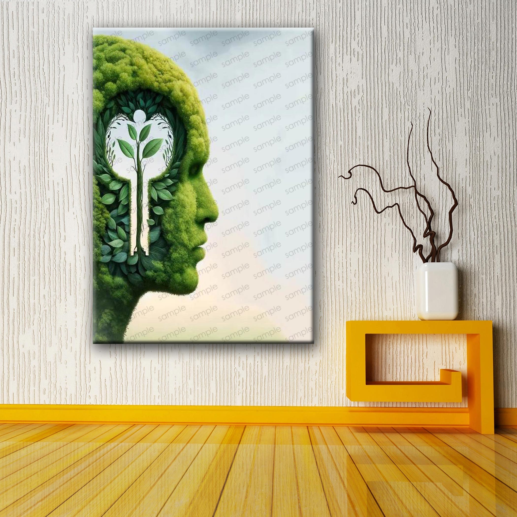 Psychology Symbol Inside Human Head Canvas Wall Art, Abstract Canvas ...
