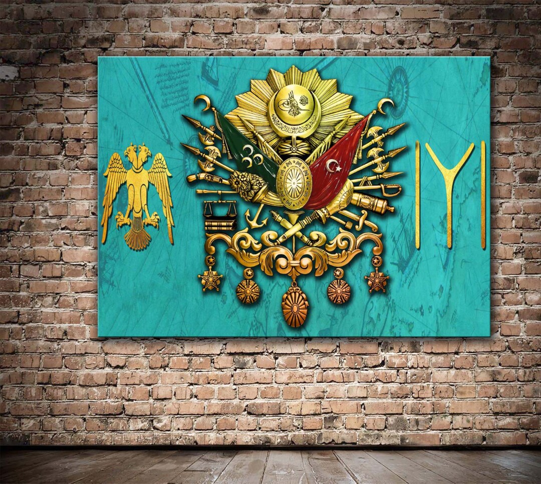 Ottoman Coat of Arms Wall Art, Turks Seljuks Wall Art , Anthracite ...