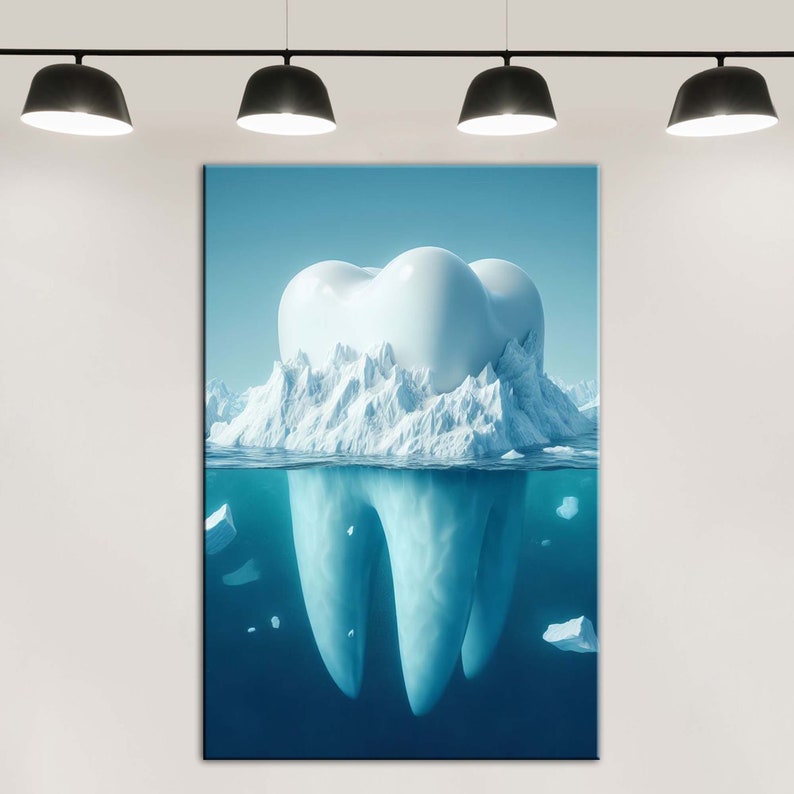 Tooth in Ice Water Canvas Art, Iceberg Abstract Tooth Dentist Art ...
