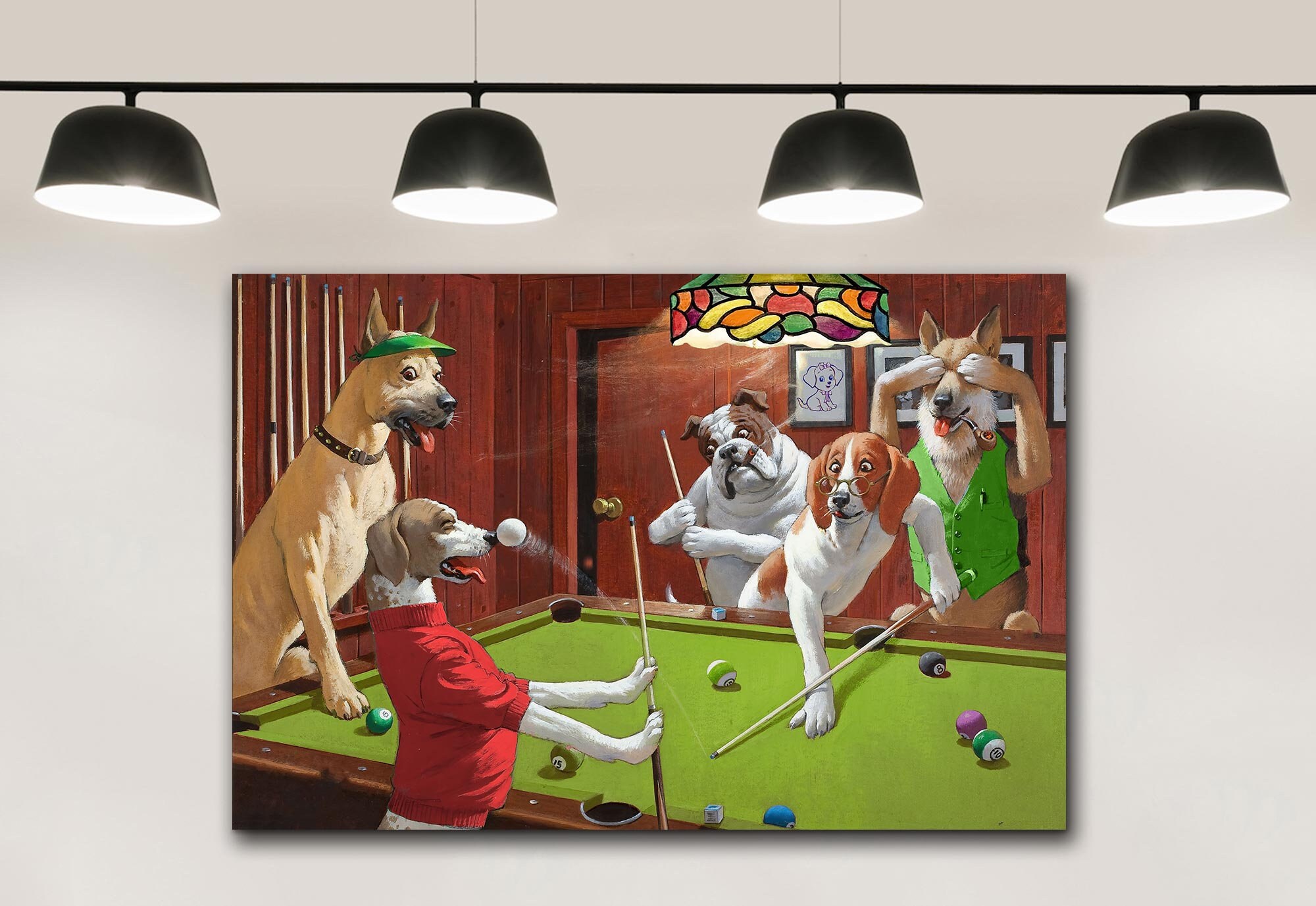 Dogs Playing Pool, Funny Dogs, Billiard Dogs, Billiard Playing Smoking ...