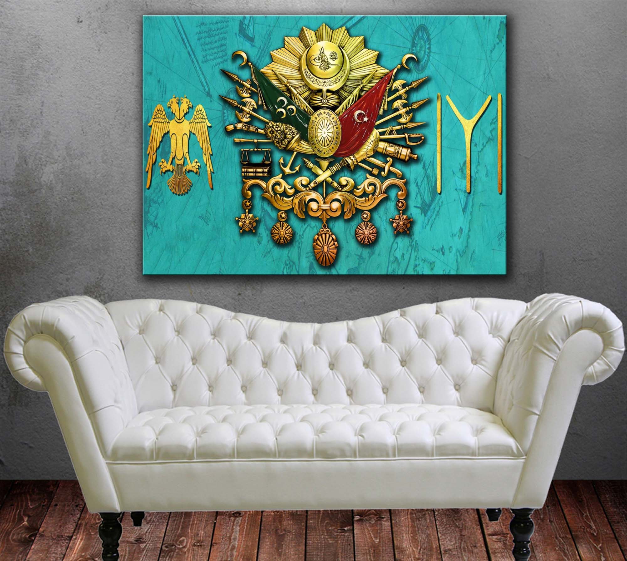 Ottoman Coat of Arms Wall Art, Turks Seljuks Wall Art , Anthracite ...