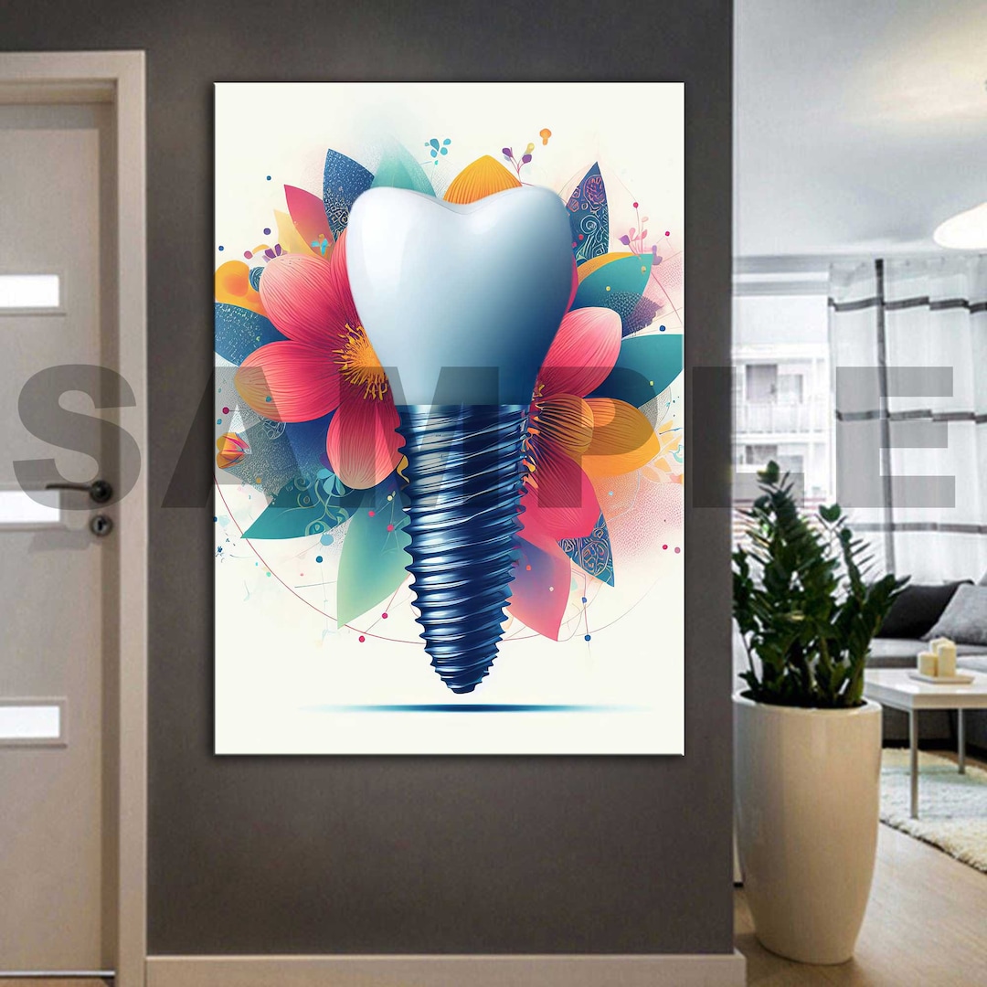 Flower Background Implant Tooth Canvas Wall ART, Decorative Tooth ...