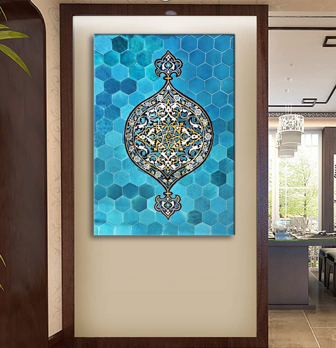 Turkish Tile Wall Art, Çini Art in the Bursa Green Tomb Canvas Wall Art ...