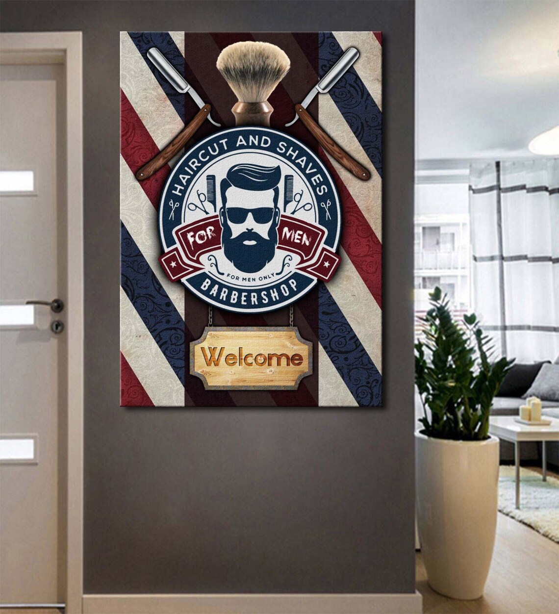 Retro Barber, Barbershop Decoration, Barbershop Canvas Wall Art ...