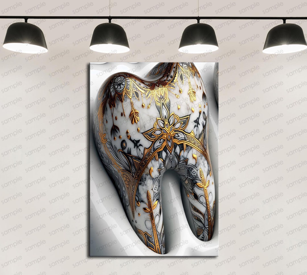 Tile Emboidered Special Design Molar Tooth Abstract Dental Canvas Wall ...