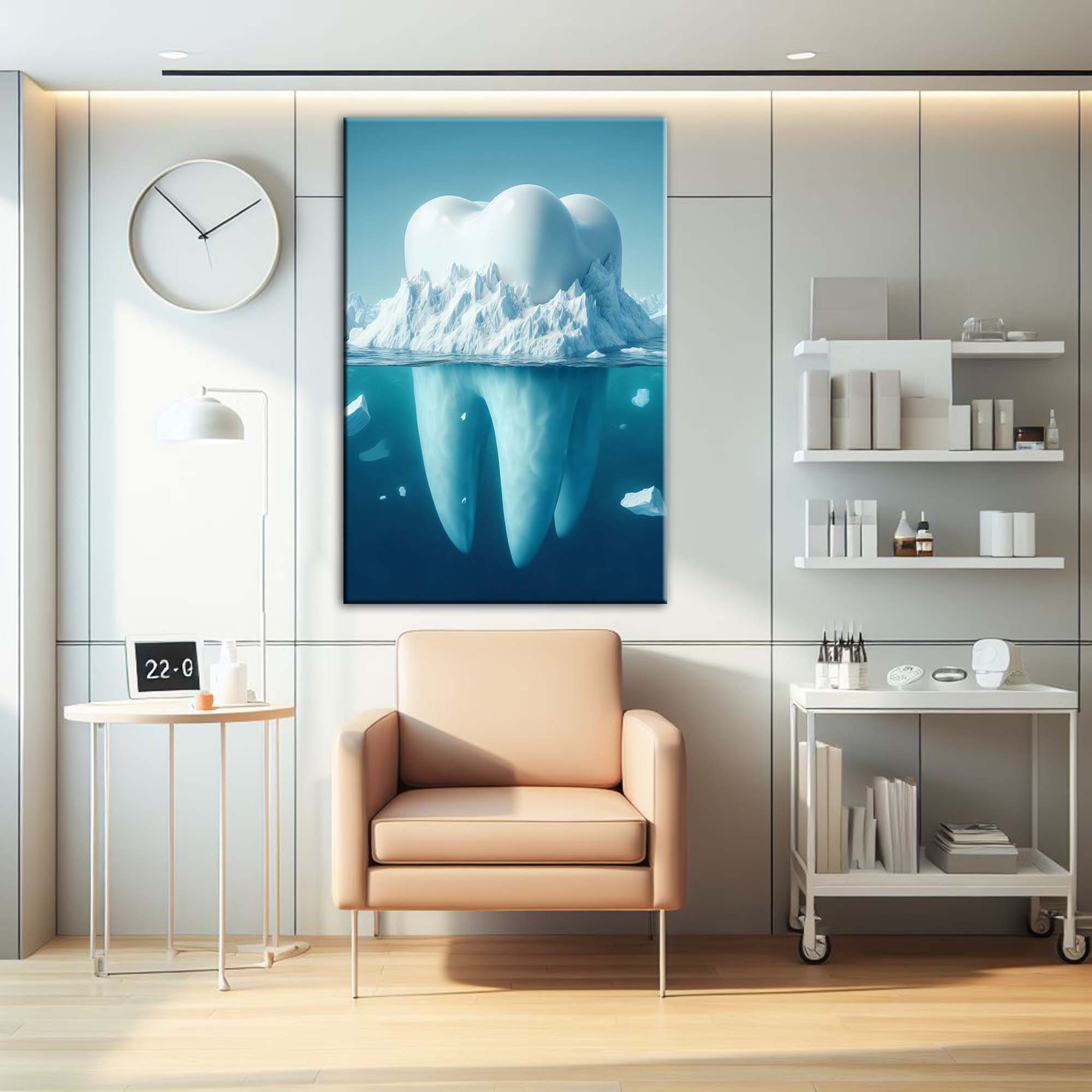 Tooth in Ice Water Canvas Art, Iceberg Abstract Tooth Dentist Art ...