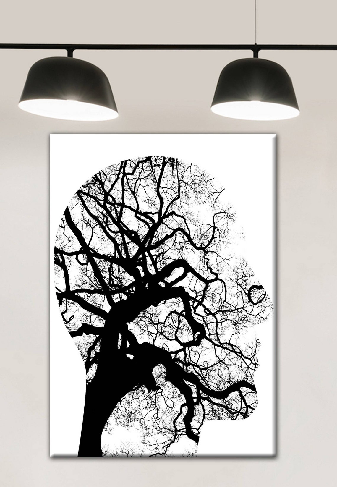 Human Face With Tree Canvas Wall Art,therapist and Patient, Psychology ...