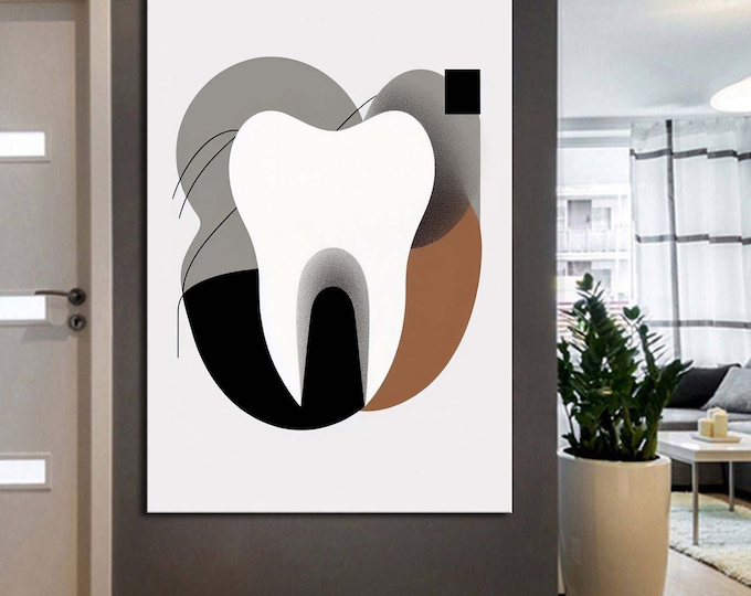 Tooth Art for Dental Office Canvas Art, Abstract Tooth Dentist Art ...