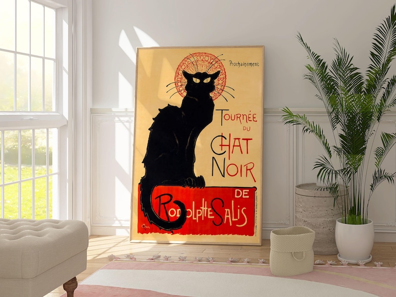 Le Chat Noir Poster, Vintage Black Cat Print, Parisian Cabaret Wall Art ...