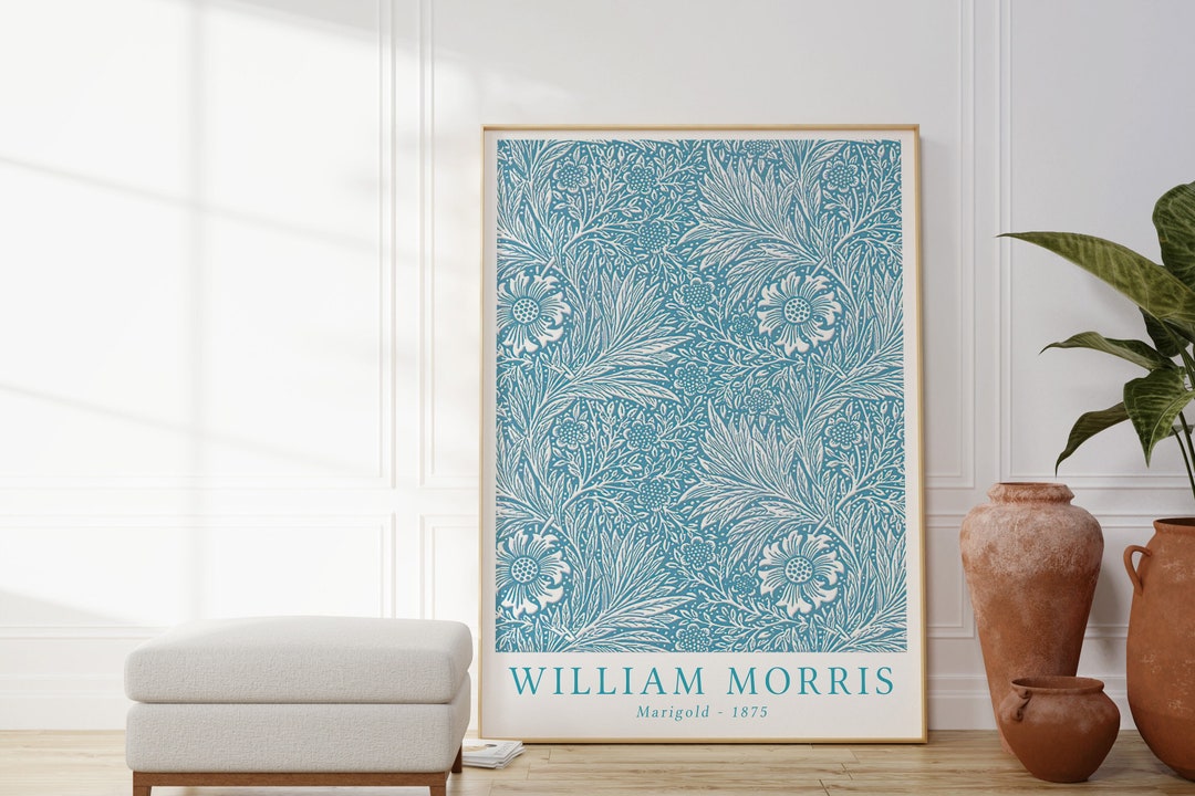William Morris Marigold Blue Print, Pattern Design Floral Art Poster ...
