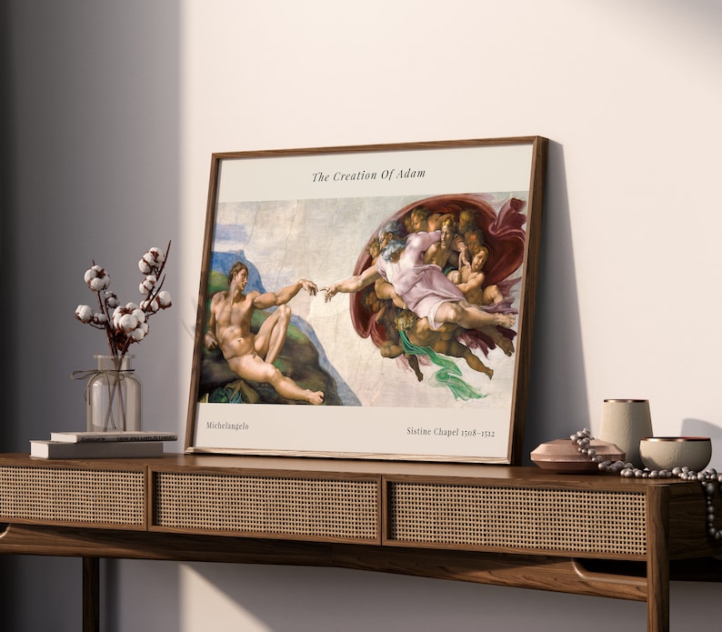 Michelangelo's Creation of Adam Print, Renaissance Art, Sistine Chapel ...