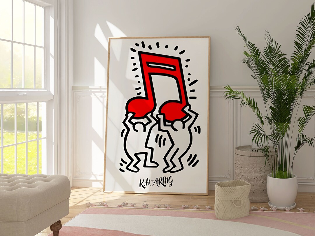 Keith Haring Music Note Print, Pop Art Poster, Modern Art Decor ...